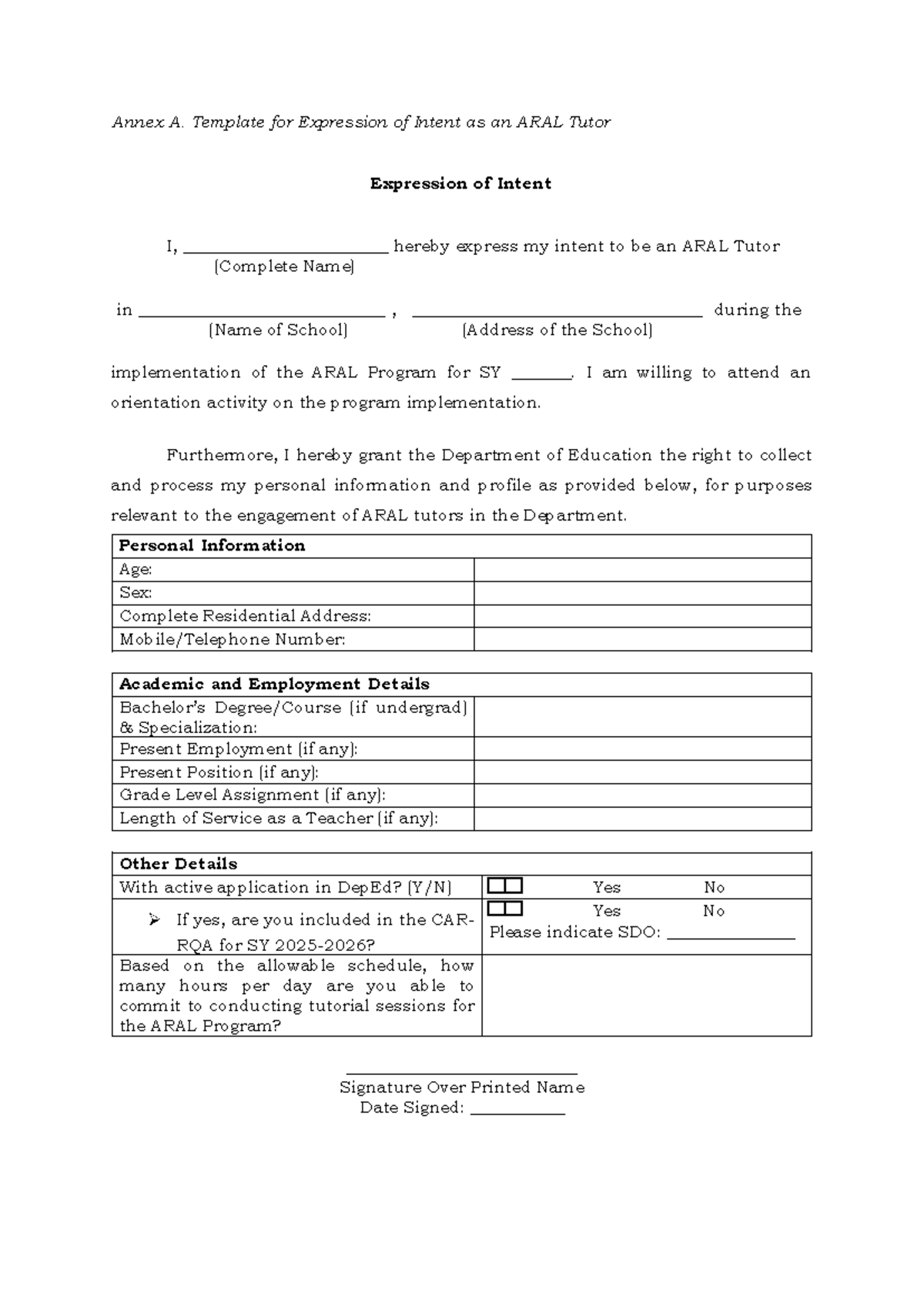 Guidelines for Engagement of ARAL Tutors & Support Aides (SY) - Studocu