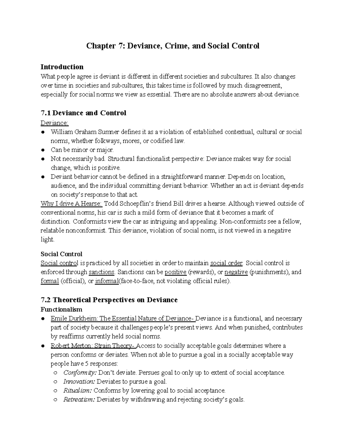 SOC 101 Chapter 7: Insights on Deviance, Crime, and Social Control ...