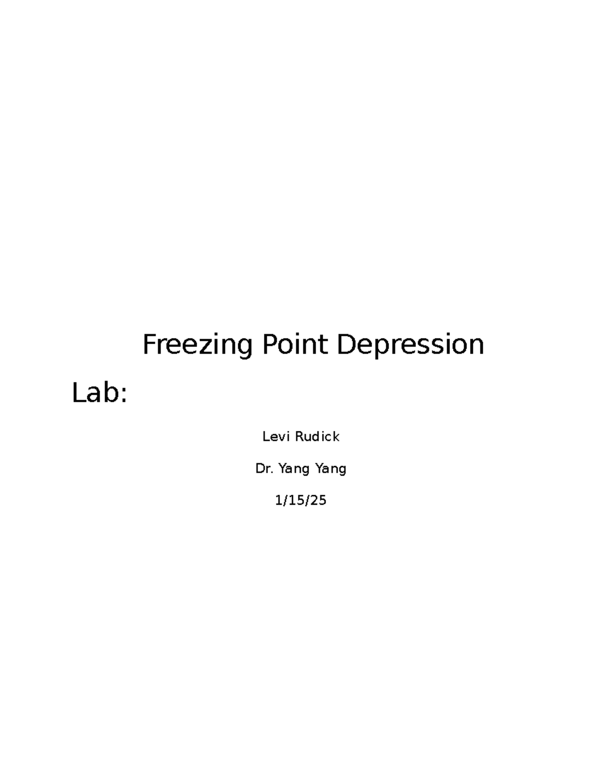 Chem 122 Lab 1: Freezing Point Depression Experiment Report - Studocu