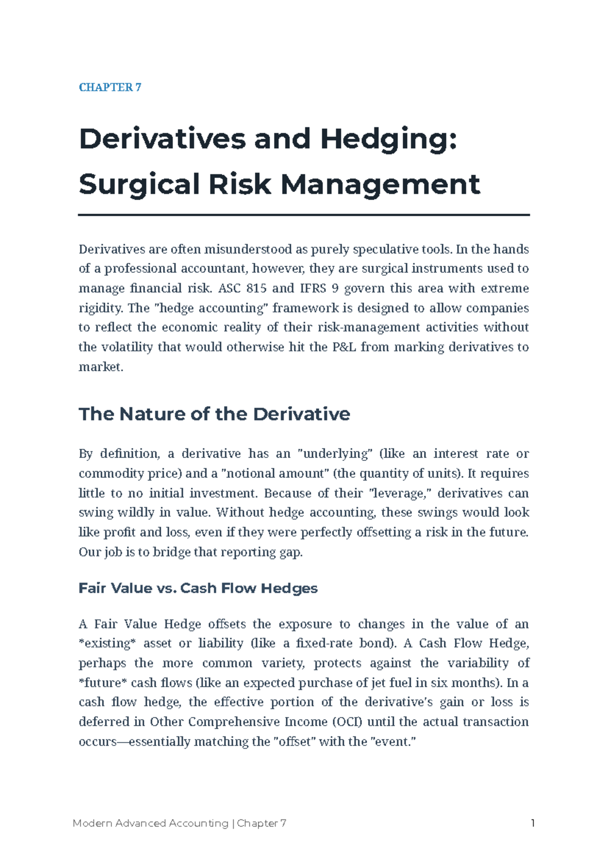 Modern Advanced Accounting: Chapter 7 - Derivatives & Hedging - Studocu