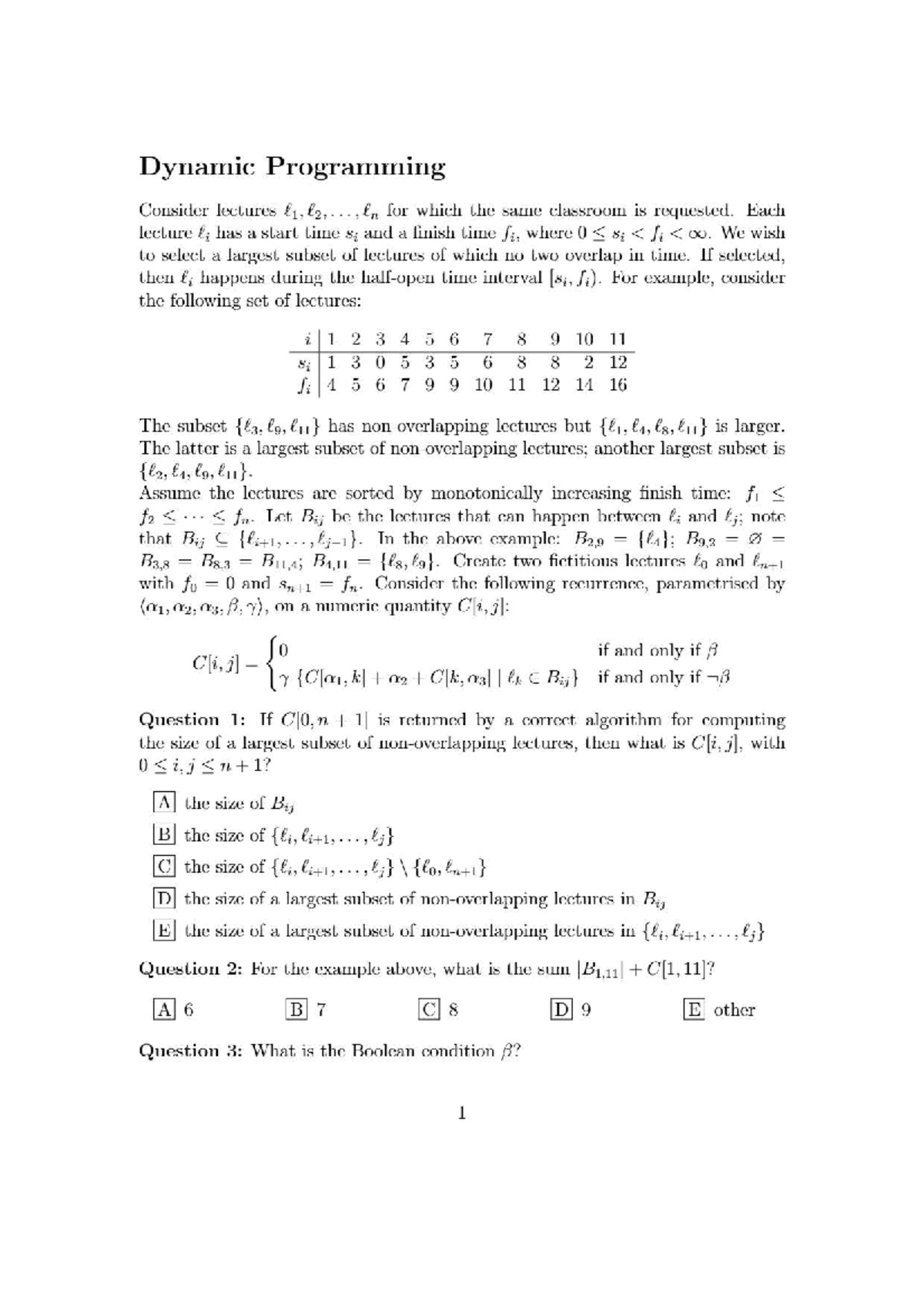 2024 Dynamic Programming Lecture Notes on Non-Overlapping Lectures ...