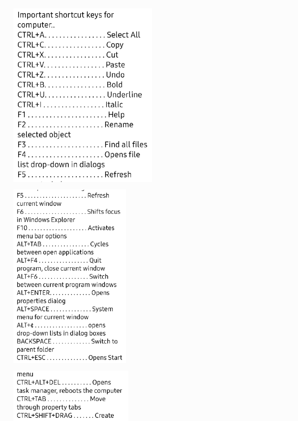 Computer Shortcut Keys - Essential Guide for Easy Navigation - Studocu