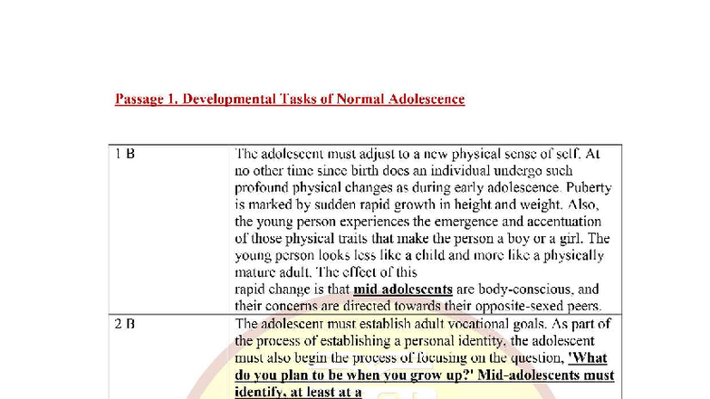 Developmental Tasks of Normal Adolescence: Key Insights and Challenges ...