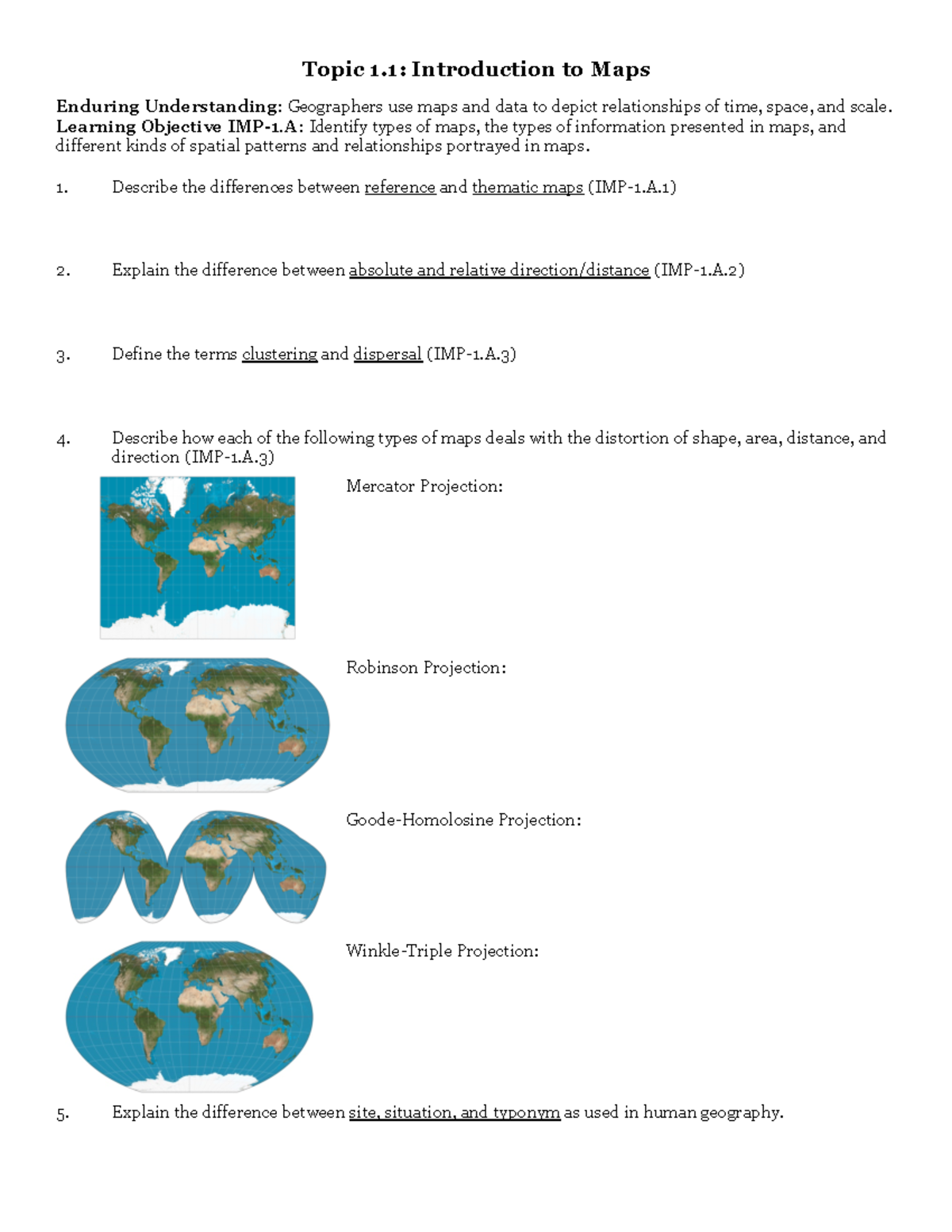 AP Human Geography: Unit 1 Guided Notes on Maps & Data - Studocu