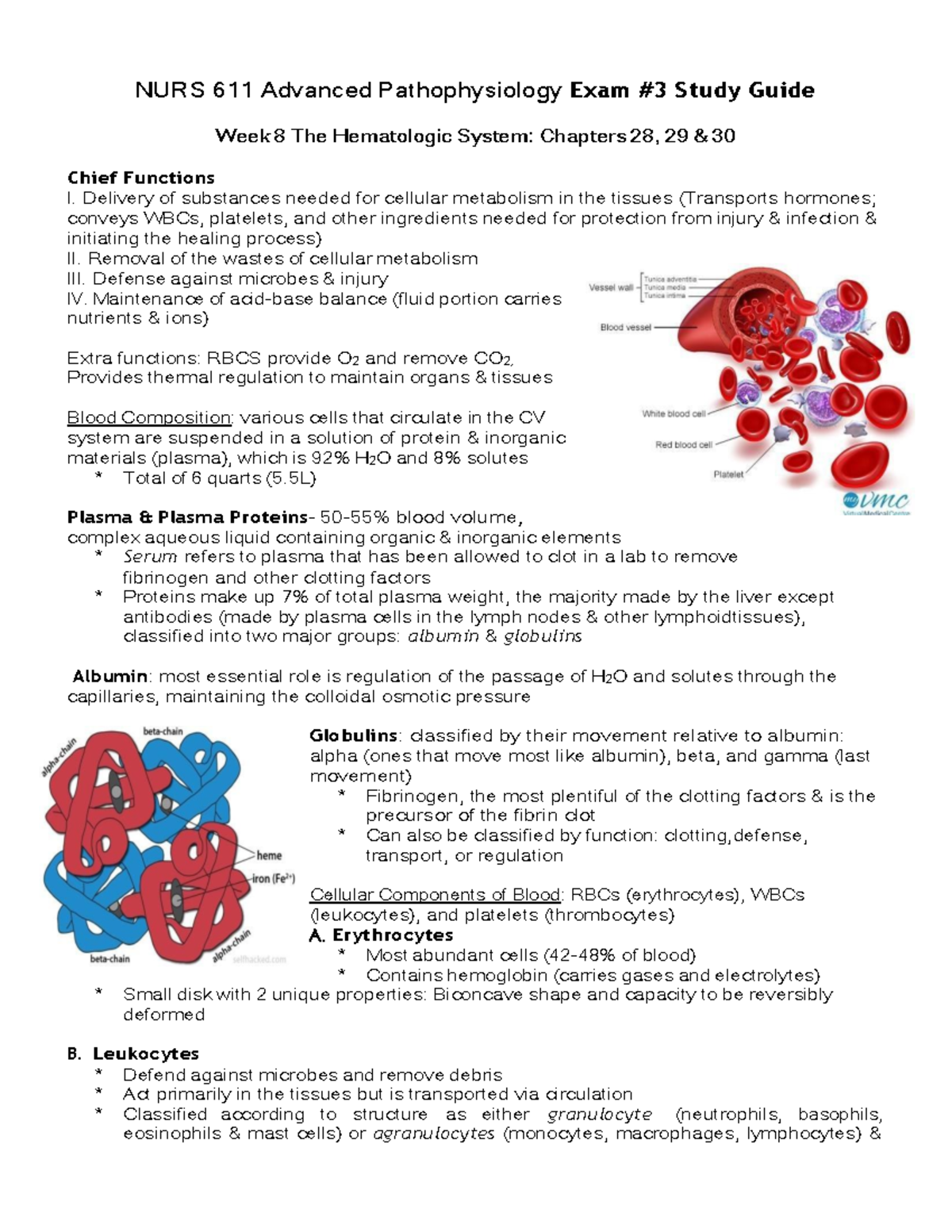 NURS 611 Advanced Pathophysiology Exam #3 Comprehensive Study Guide ...