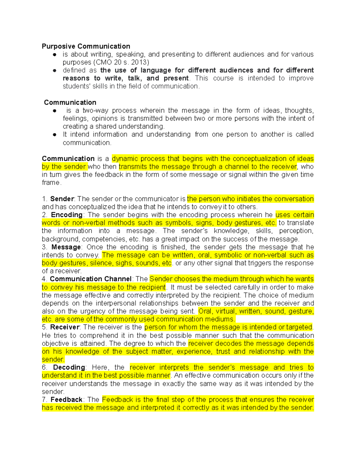 PCM- Personal-NOTE - Purposive Communication Lecture Notes 1-5 - Studocu
