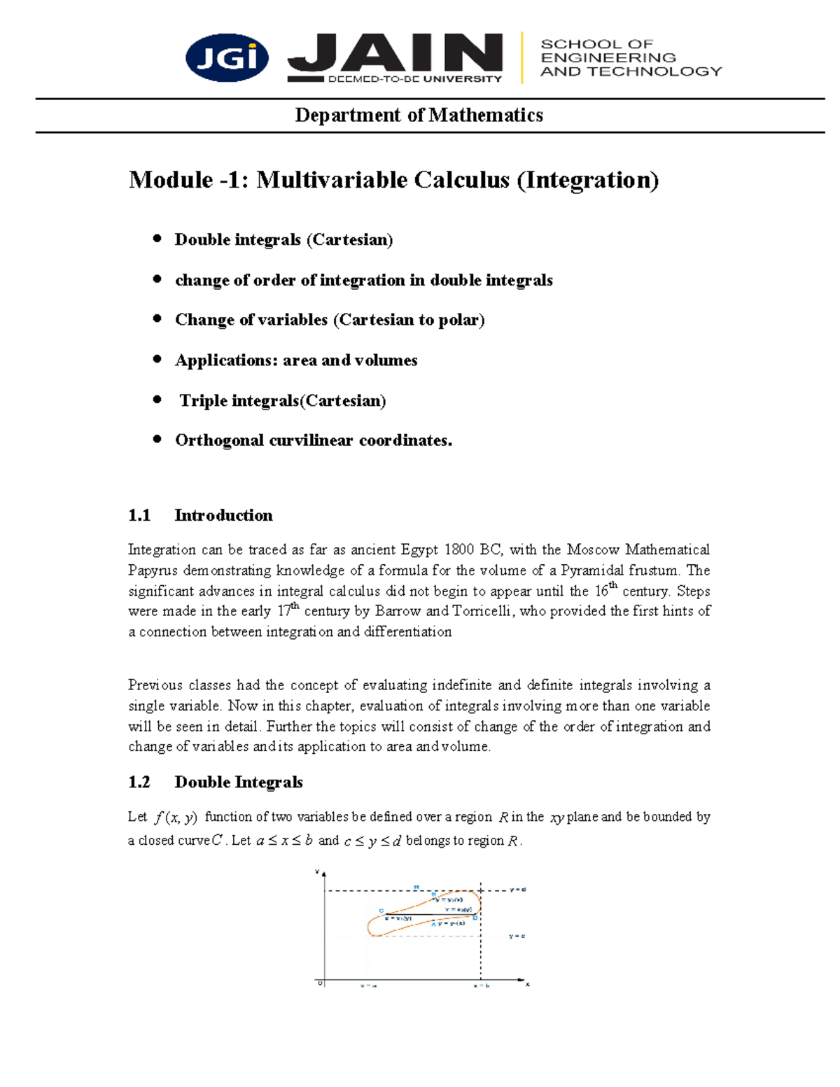 Module -1- Multivariable Calculus (Integration) - Module -1 ...