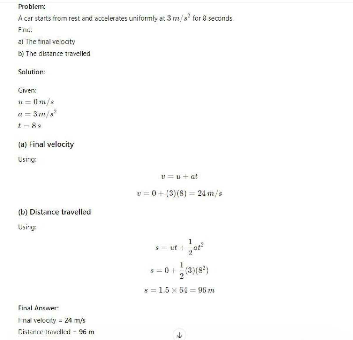 Physics 101: Solving Uniform Acceleration Problems - Studocu