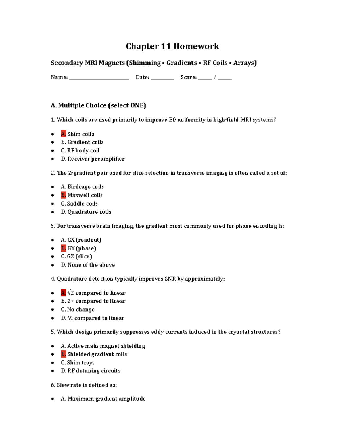 Chapter 11 Homework: Secondary MRI Magnets - Studocu