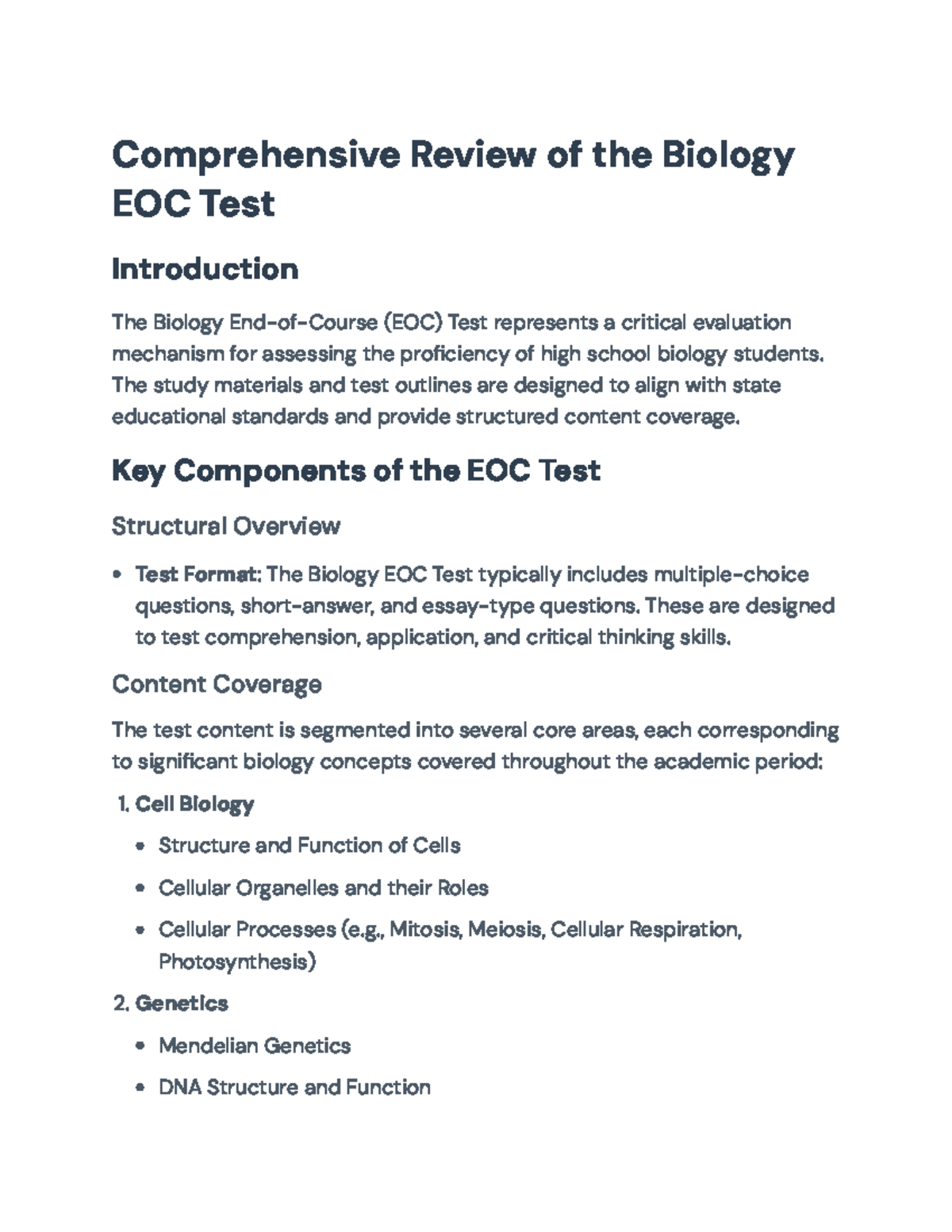 Biology EOC Test Review: Key Concepts and Study Strategies ...
