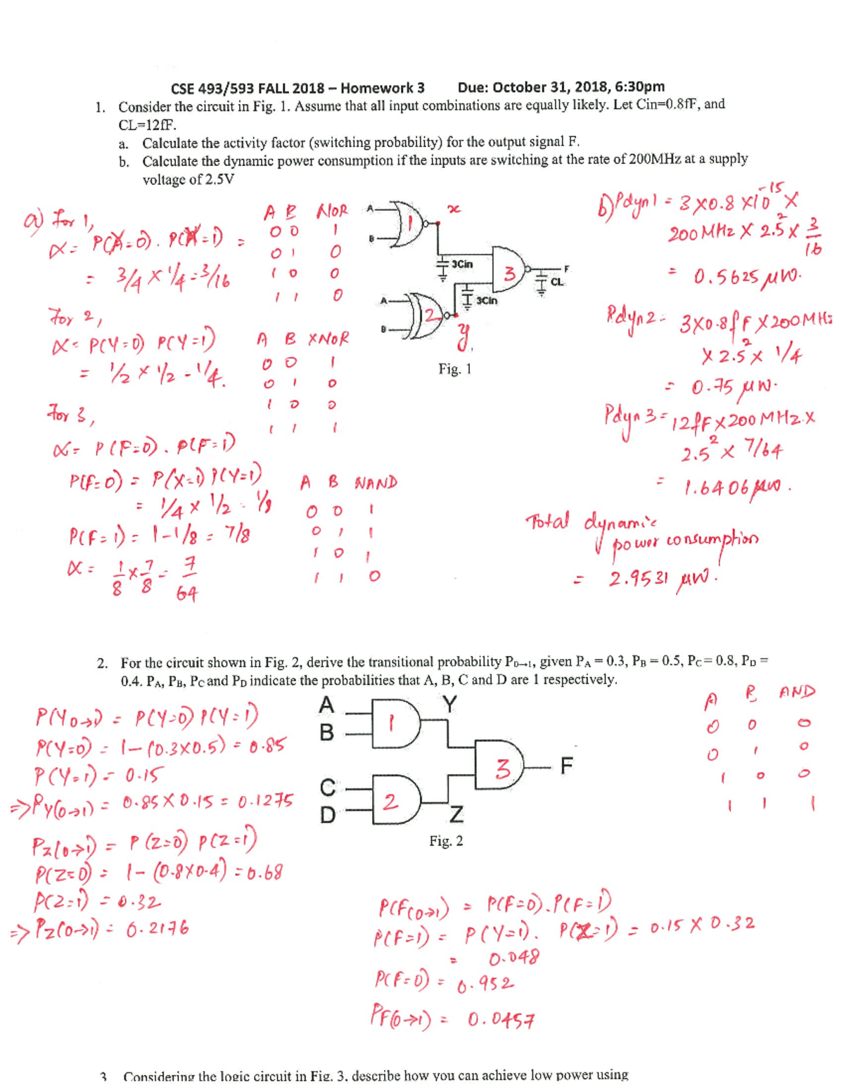 CSE 2018 Homework 3 Summary: Activity Factor & Power in VLSI Design - Studocu
