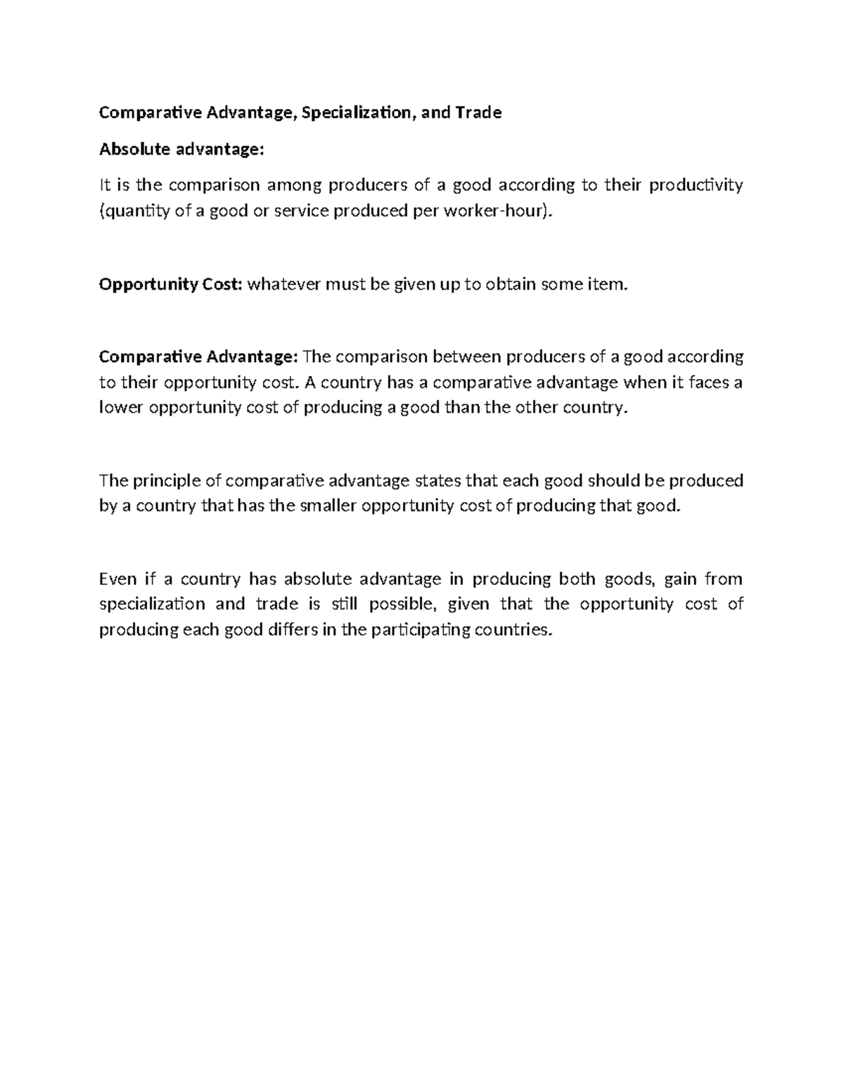 ECON 101: Comparative Advantage, Specialization & Trade Analysis - Studocu