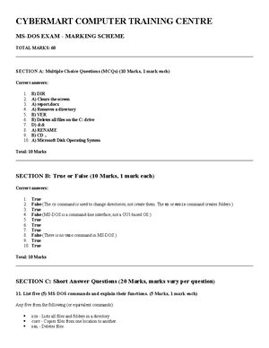 MS DOS Exam Questions and Practical Exercises - CYBERMART COMPUTER ...