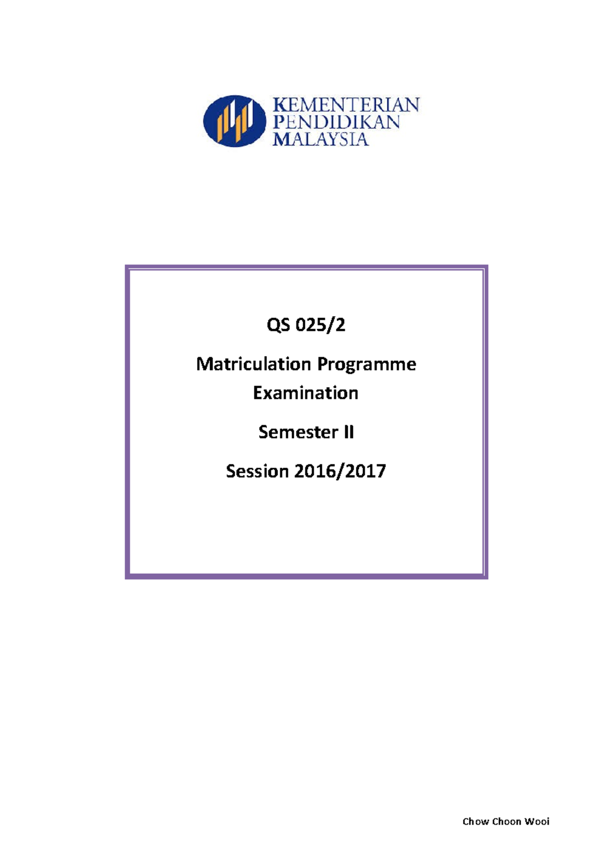 PSPM 2 SM025 Probability and Statistics Examination Answer Scheme - Studocu