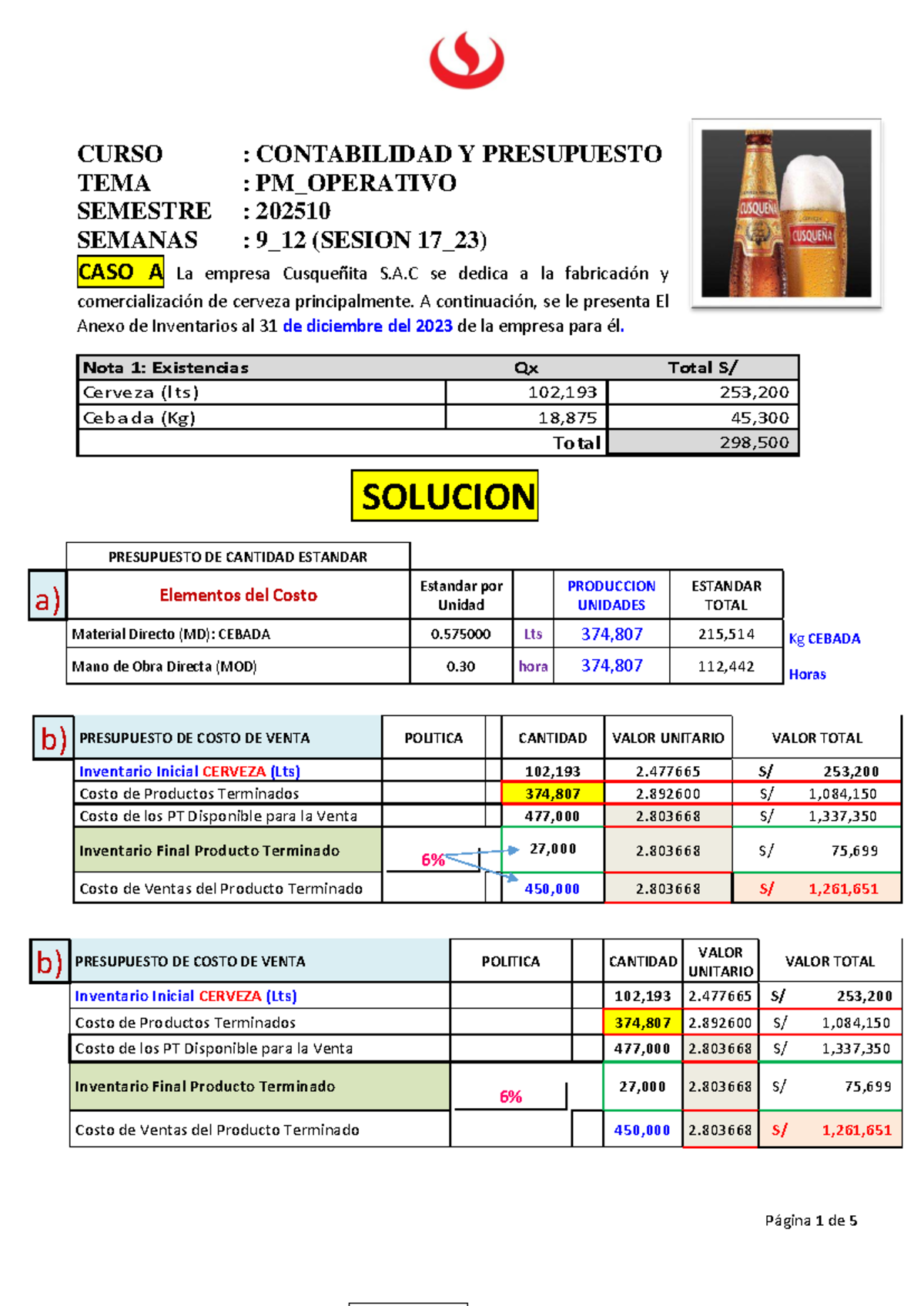 CURSO: CONTABILIDAD Y PRESUPUESTO - CASO A (202510) - Studocu