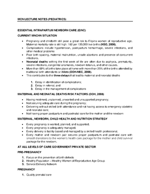 EINC Module: Essential Intrapartum and Newborn Care Overview - Studocu
