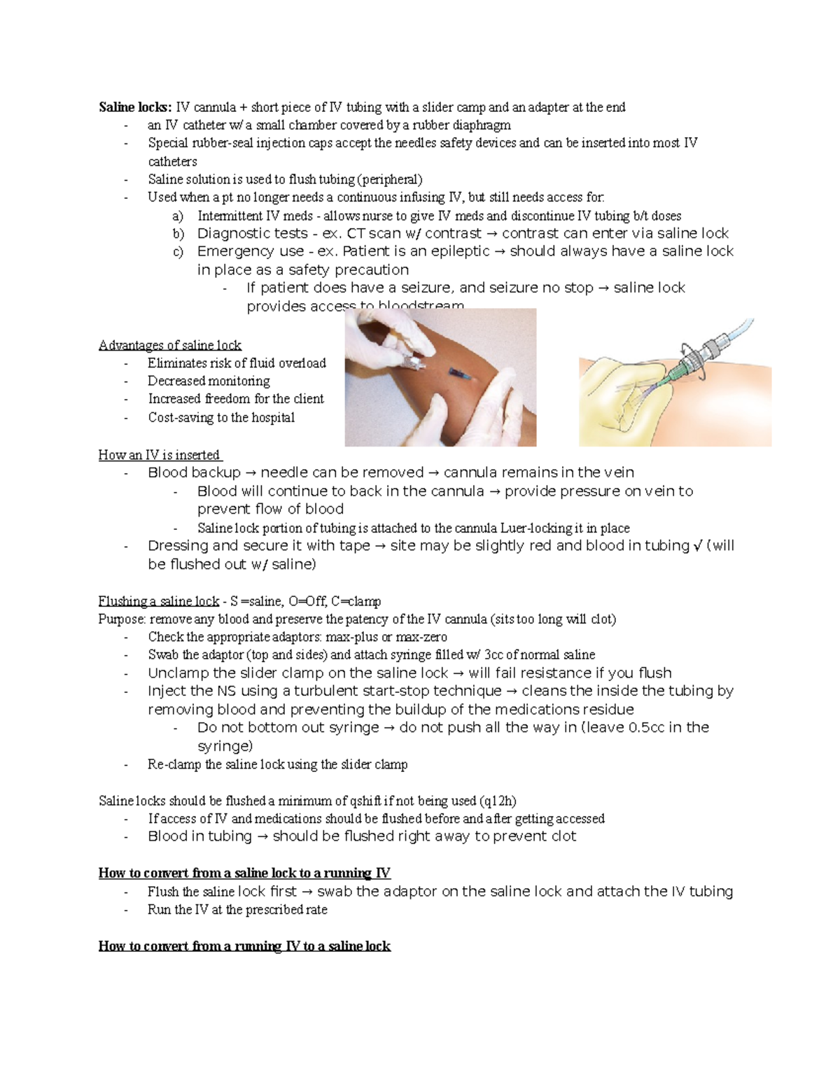 Saline locks - skill - Saline locks: IV cannula + short piece of IV ...