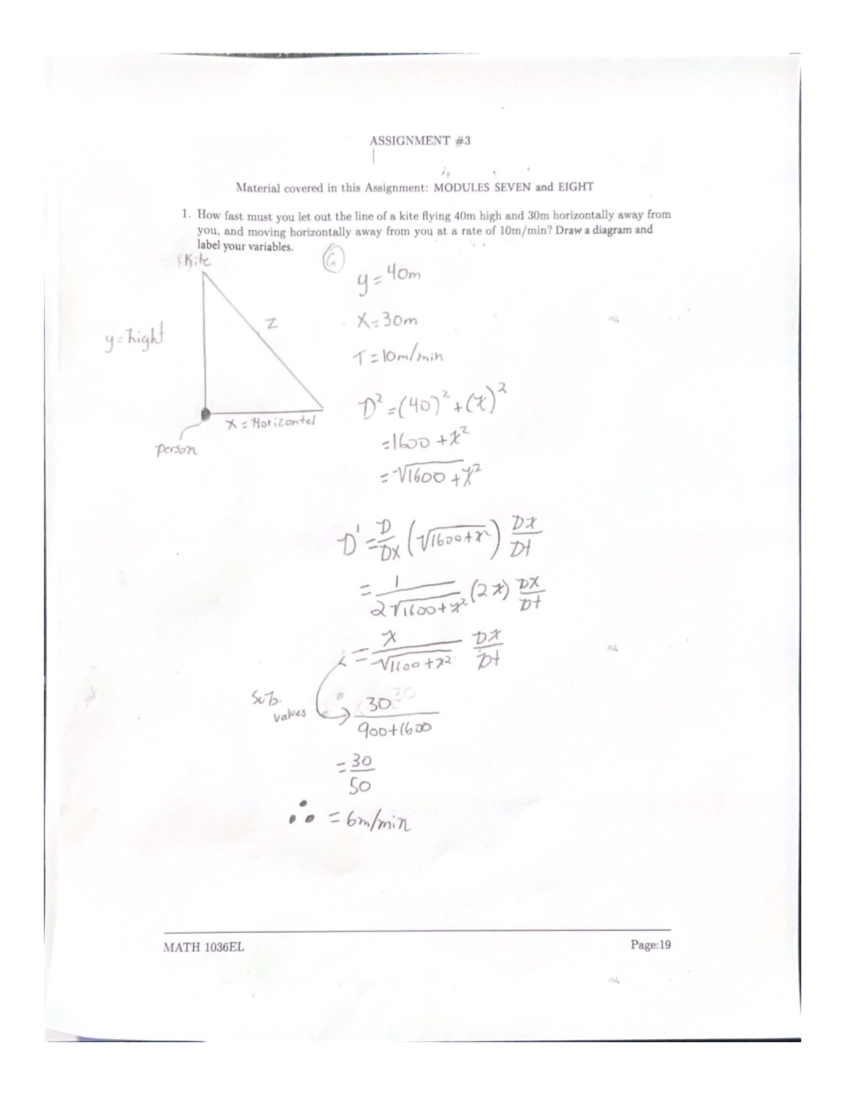 MATH 1036EL Assignment #3: Modules 7 & 8 Problem Solutions - Studocu