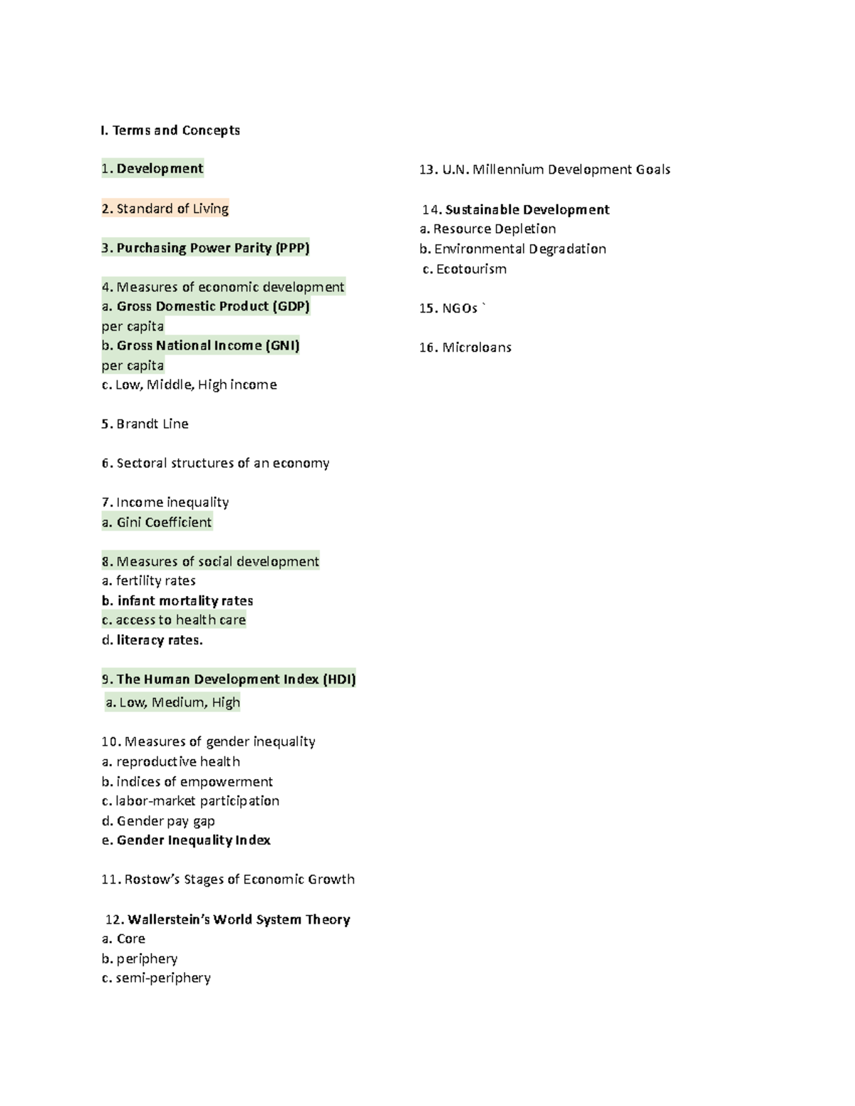 AP Human Geography Study Guide: Unit 6 - Development Concepts - Studocu
