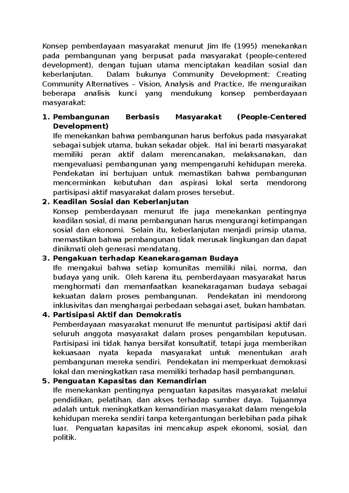 Tugas: Pemberdayaan Masyarakat Menurut Jim Ife (1995) dan Prinsip ...