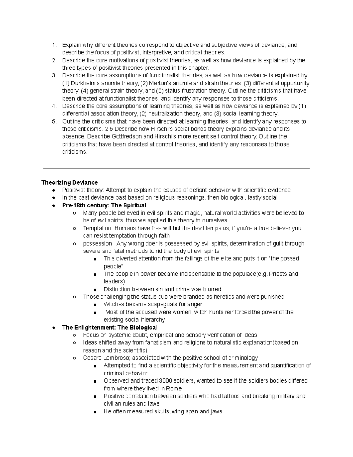 SOC 224: Explaining Theories of Deviance and Their Core Assumptions ...