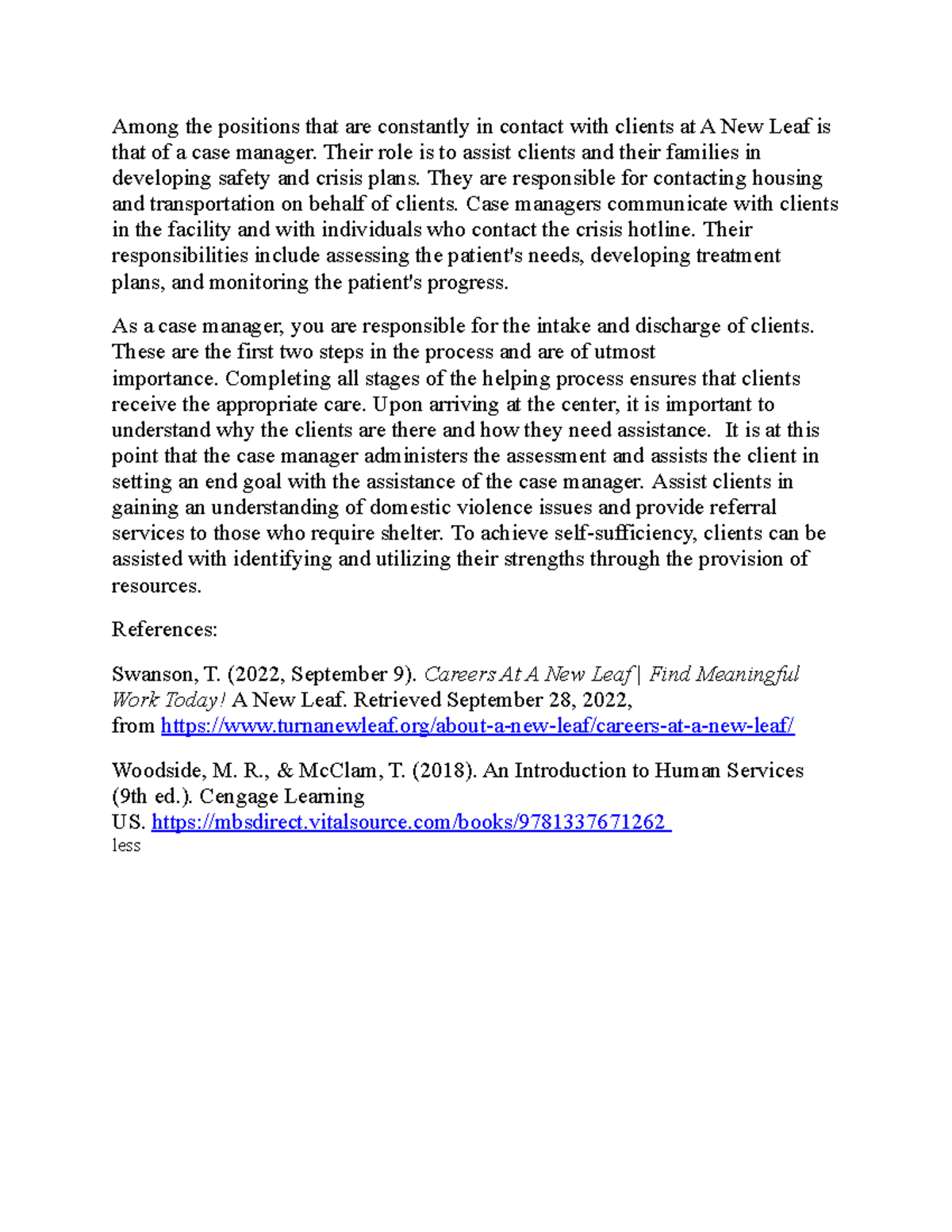 HSE101 Helping Process: Case Management and Client Support Guide - Studocu