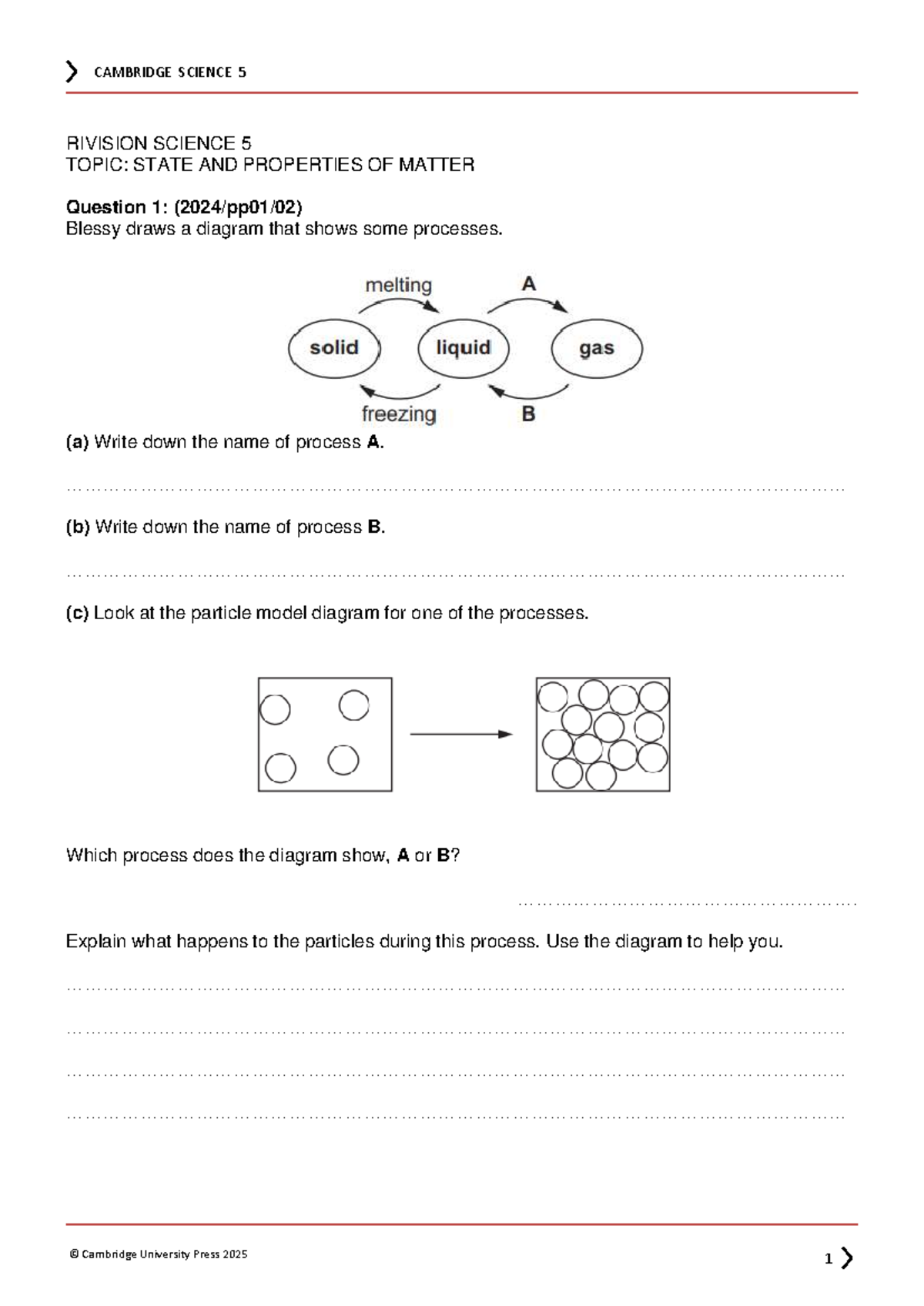 Science 5 Revision: State and Properties of Matter - Progression Test ...