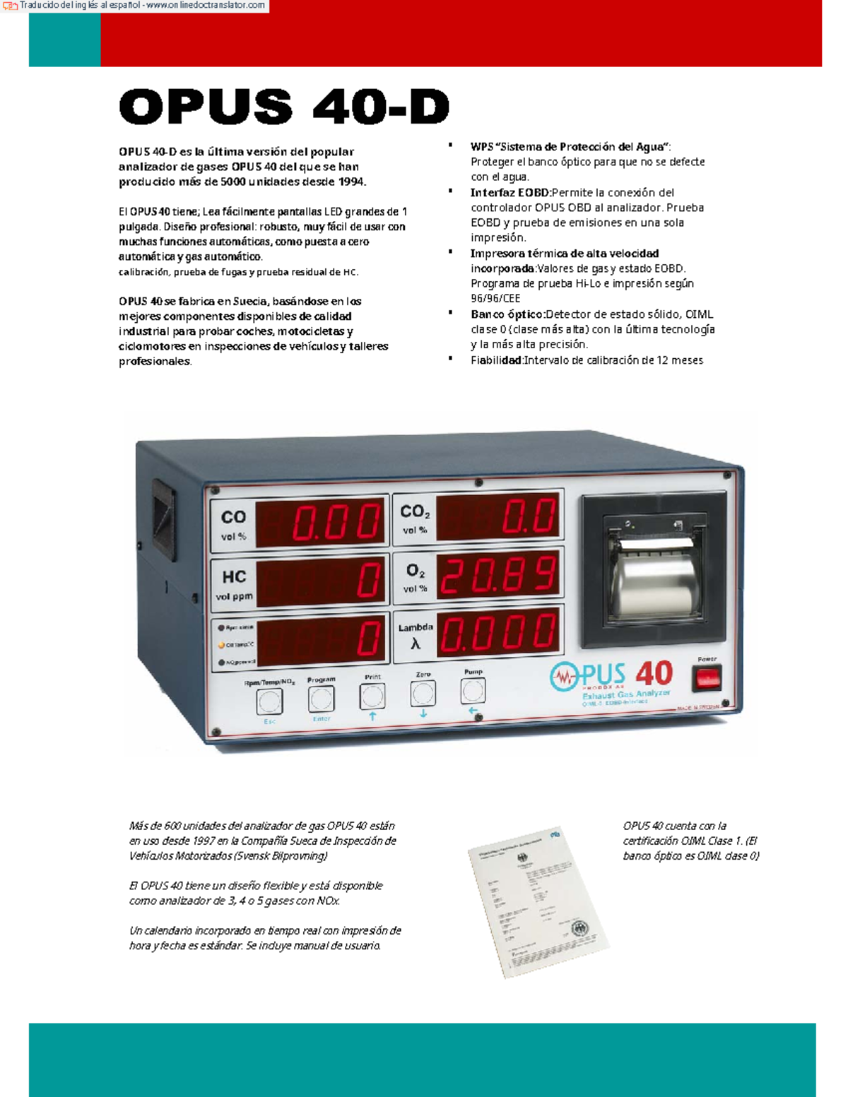 Opus 40D español - OPUS 40-D es la última versión del popular ...
