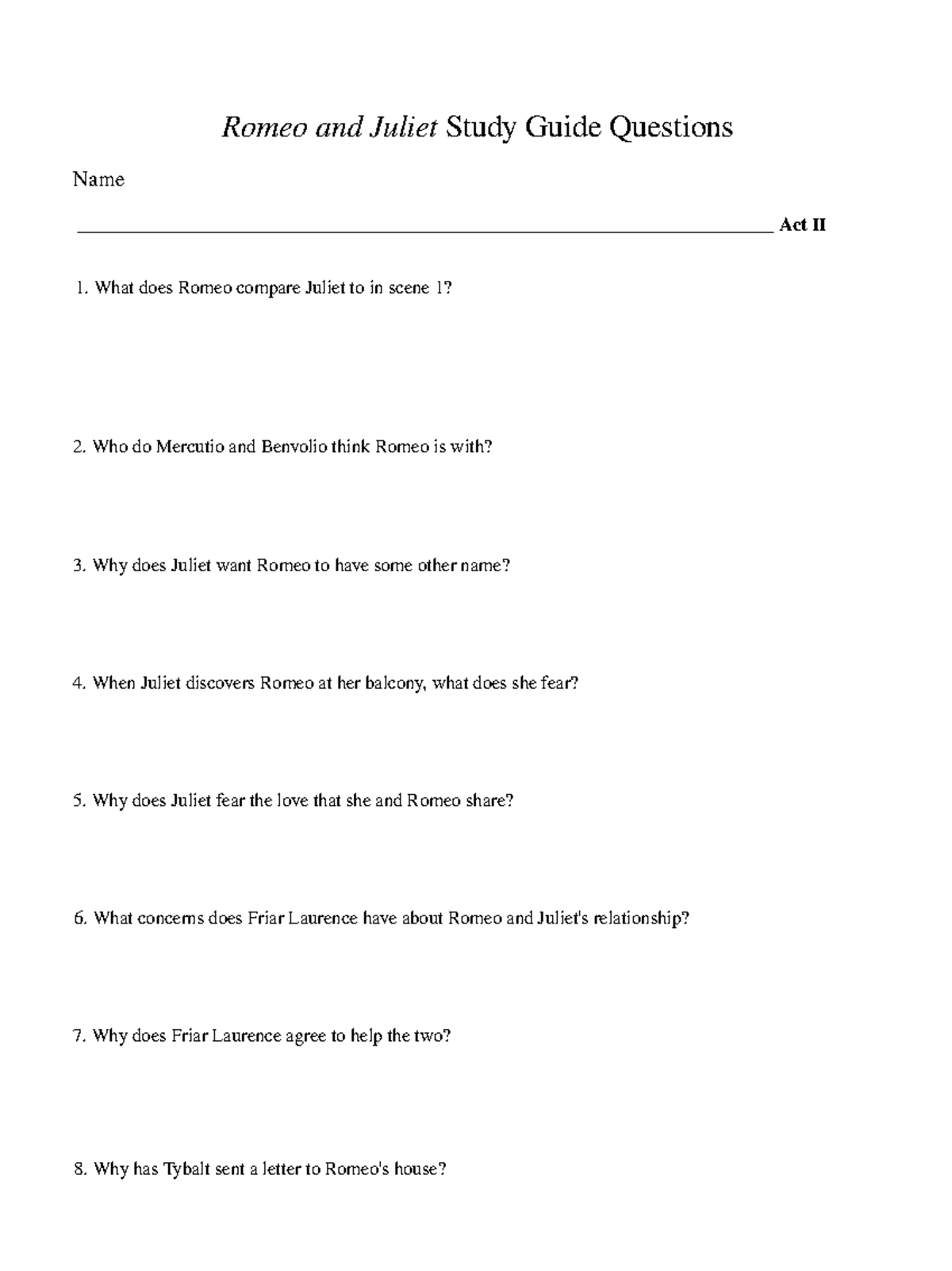 Act 11 Questions Romeo and Juliet - Romeo and Juliet Study Guide ...