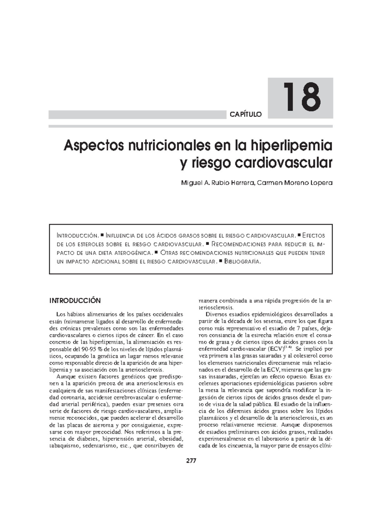 Título del Capítulo 18: Nutrición y Riesgo Cardiovascular ...