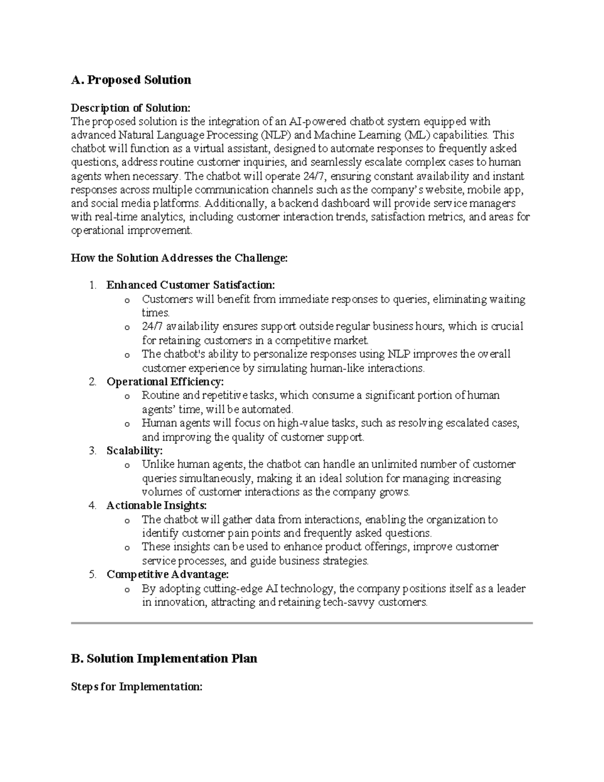 IT Strategic Solutions: Chatbot Implementation Plan MMT2 3 - Studocu