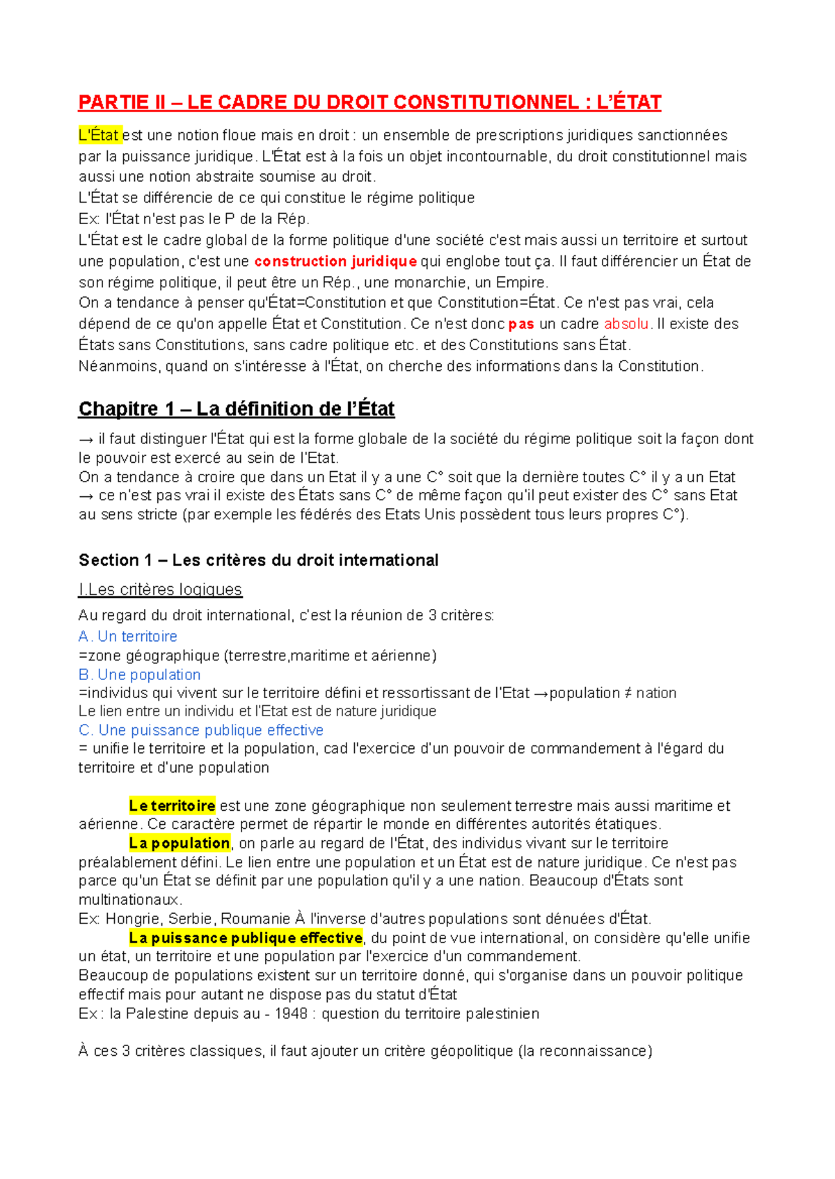 Partie 2 cm constit - note de cours - PARTIE II – LE CADRE DU DROIT ...