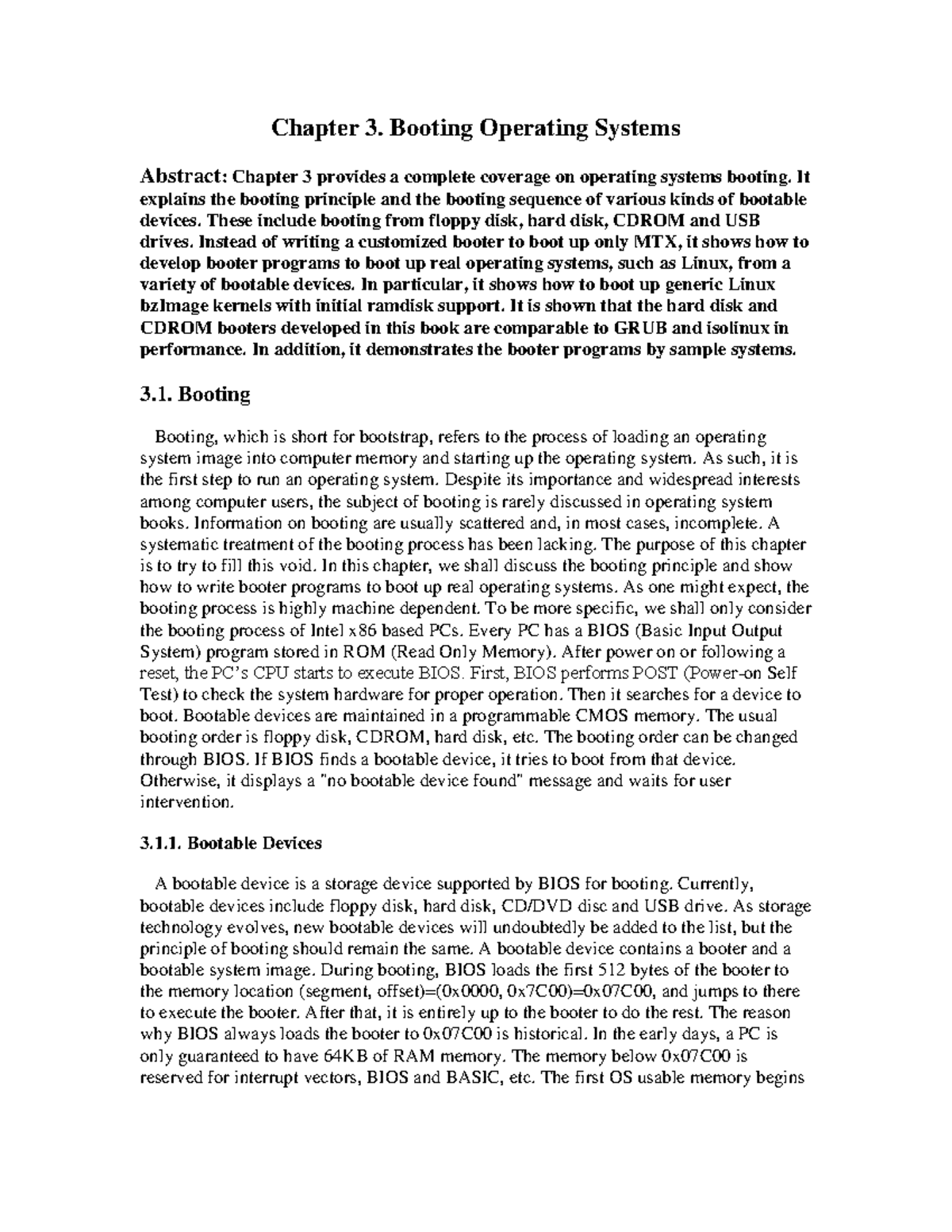 Booting - Chapter 3. Booting Operating Systems Abstract: Chapter 3 ...