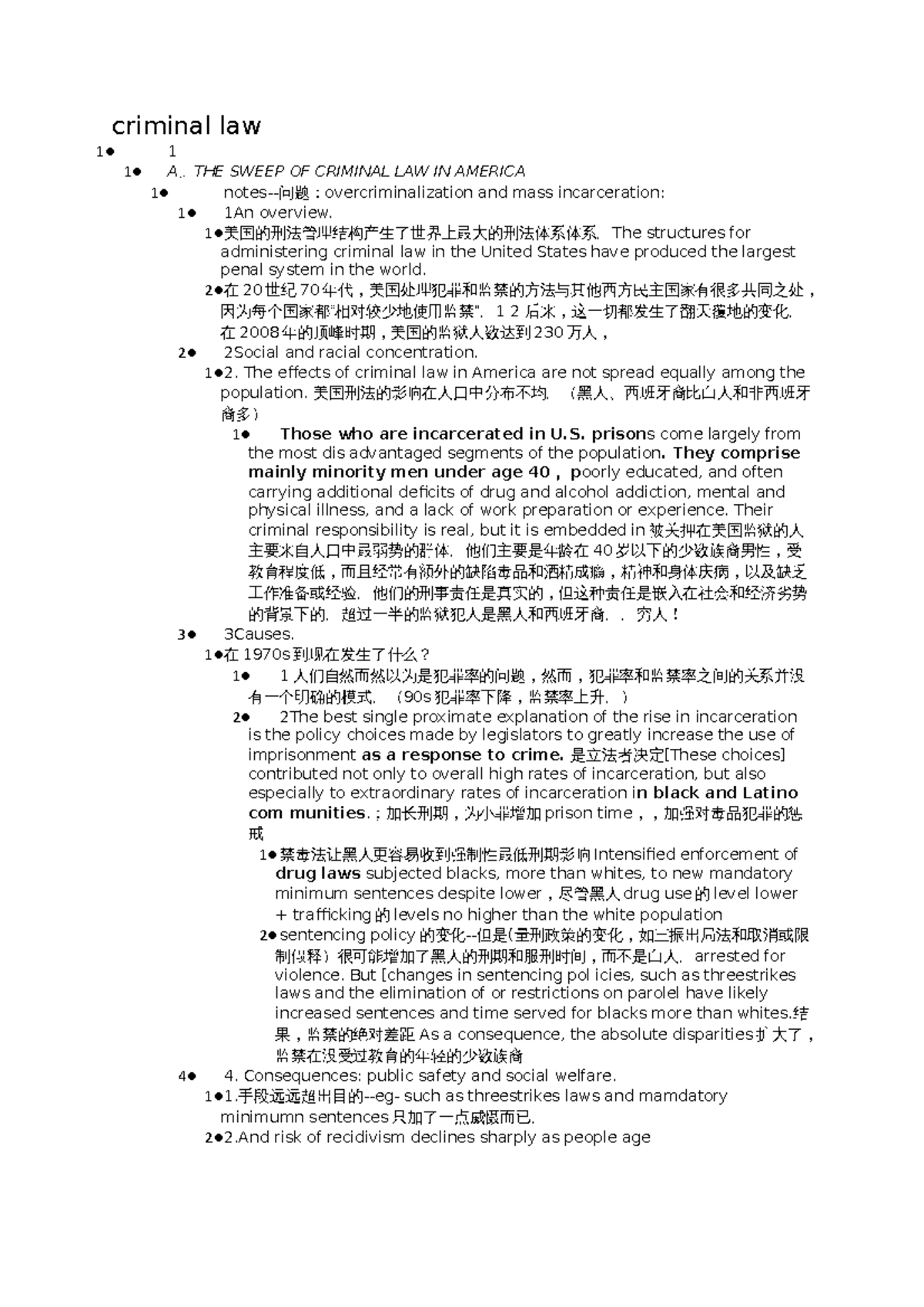 criminal law week1 - criminal law 1 1 1 A 。THE SWEEP OF CRIMINAL LAW IN ...
