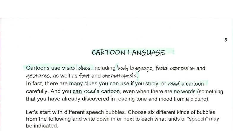 CS 7 Cartoon Language: Understanding Visual Clues in Cartoons - Studocu