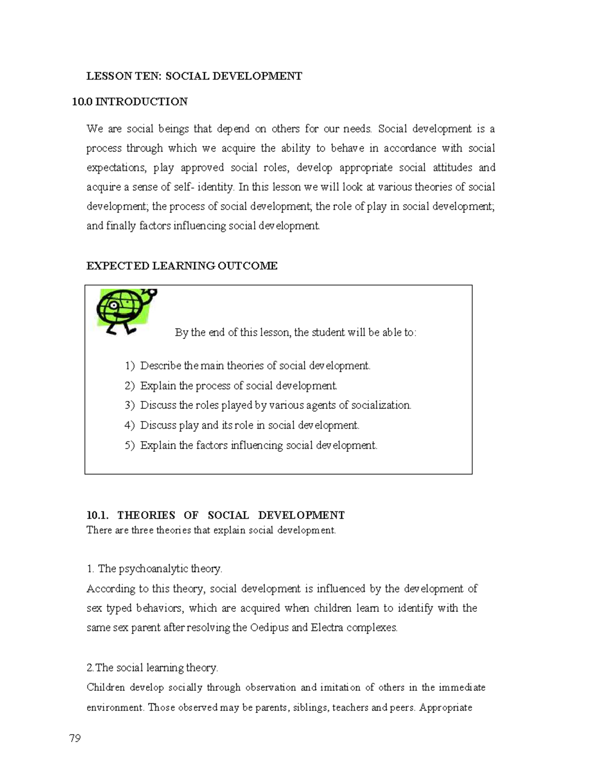 LESSON TEN: THEORIES & PROCESSES OF SOCIAL DEVELOPMENT - Studocu