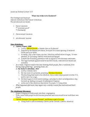 American History Lecture notes (10 31) - American History Lecture notes ...