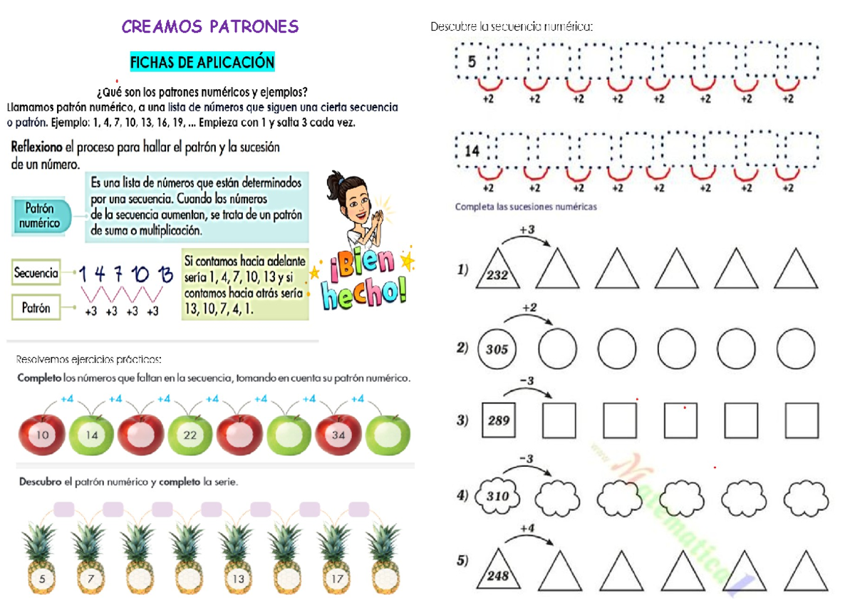 Ficha Aplicativa MAT: Descubre Patrones Numéricos y Secuencias - Studocu