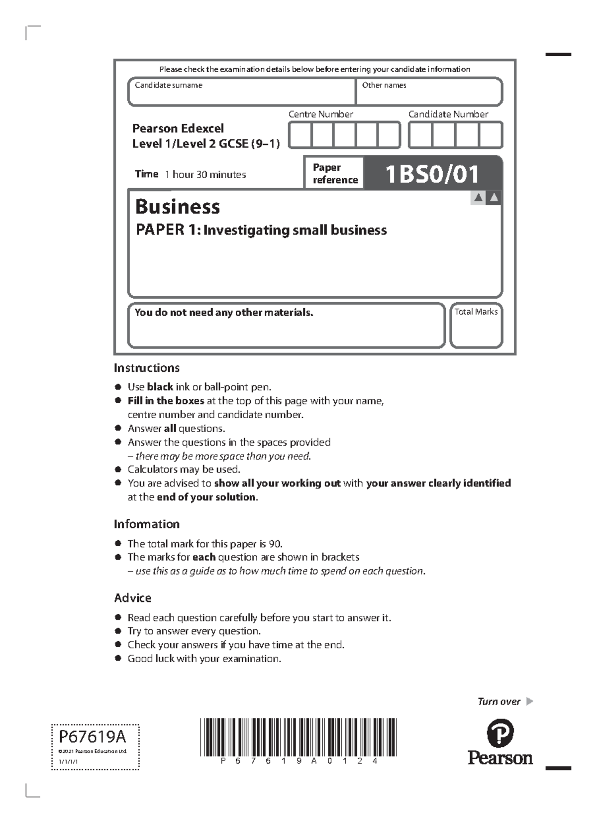 Edexcel GCSE Business Paper 1 Exam November 2021 (1BS0) - Studocu