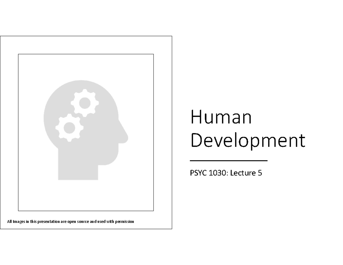 Human devolpement Lecture 5 - Human Development PSYC 1030: Lecture 5 ...
