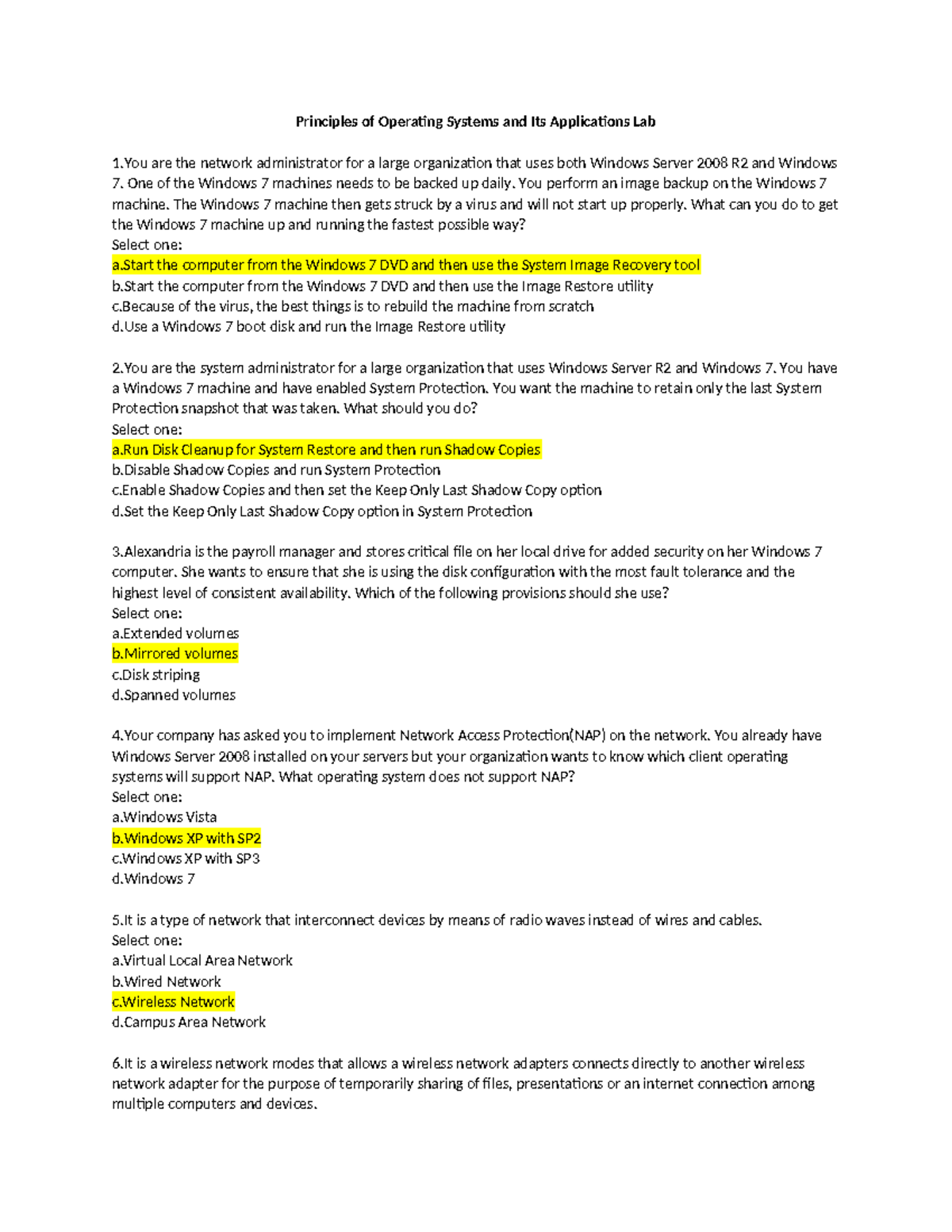 Principles of Operating Systems and Its Applications final exam lab ...