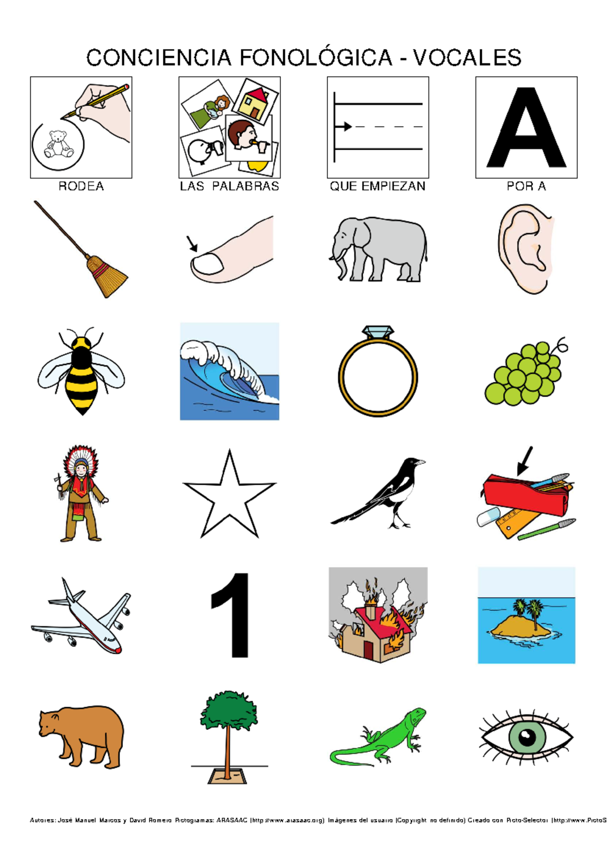 Conciencia Fonológica: Vocales y Palabras que Empiezan por A, E, I, O ...