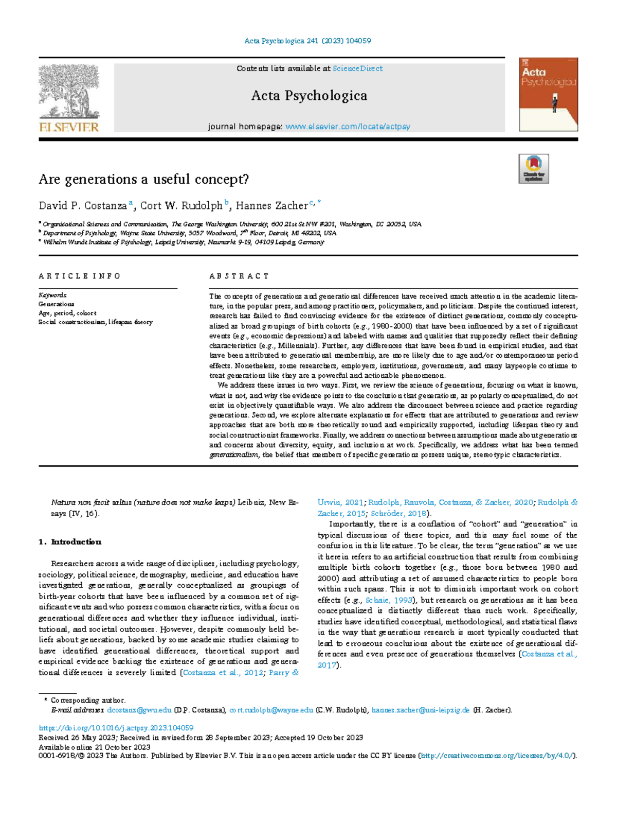 Generational Differences: A Critical Review of Evidence and ...