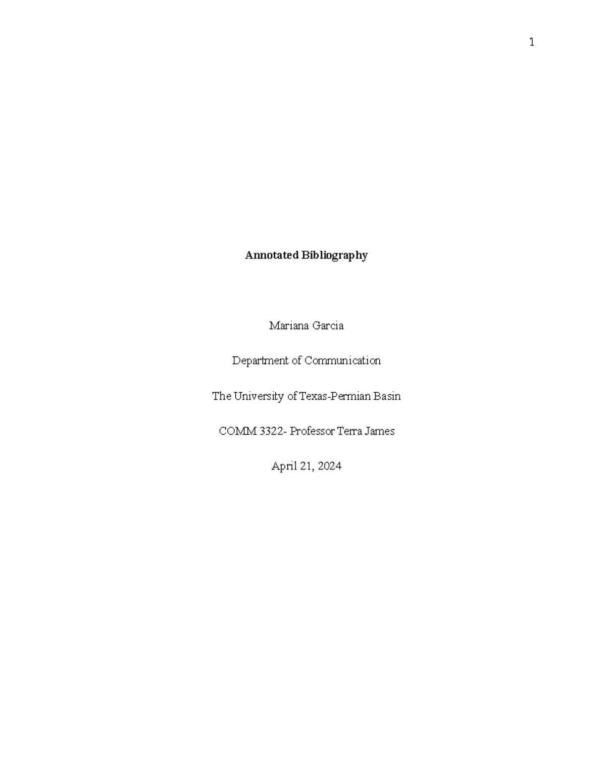 Annotated Bibliography on Nonverbal Communication in COMM 3322 - Studocu