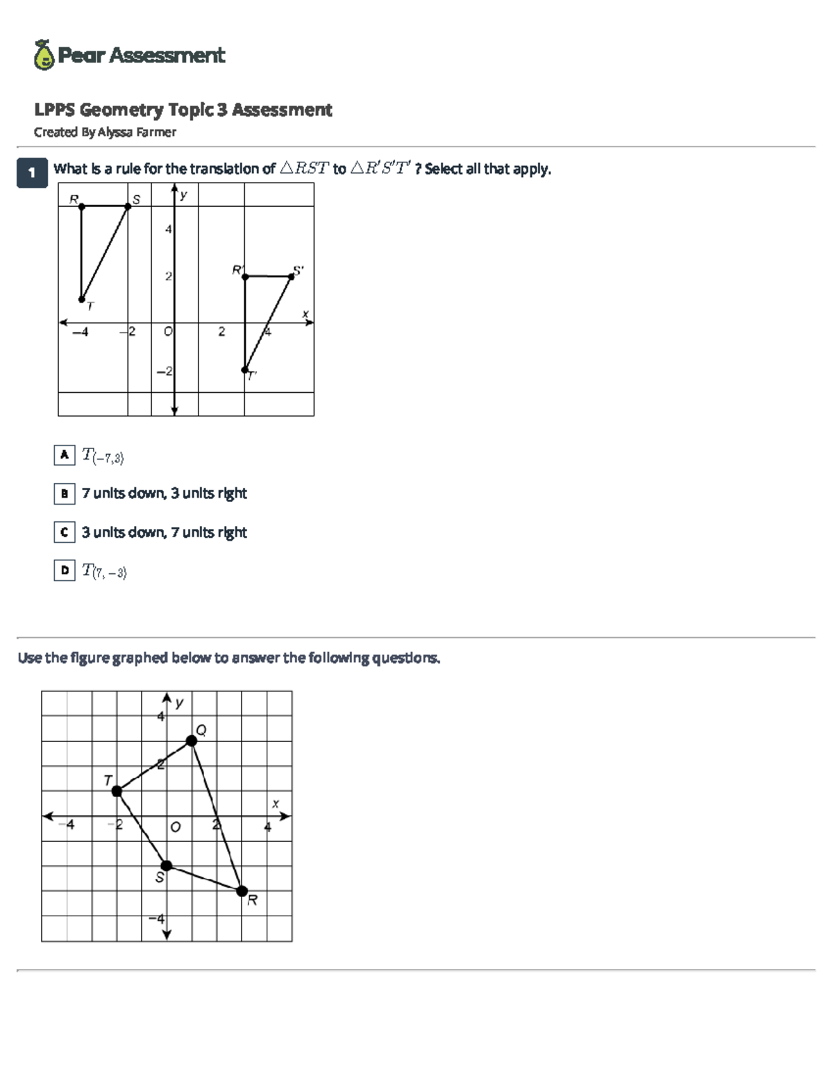 LPPS Geometry Topic 3 Assessment - Rigid Motions & Symmetry - Studocu