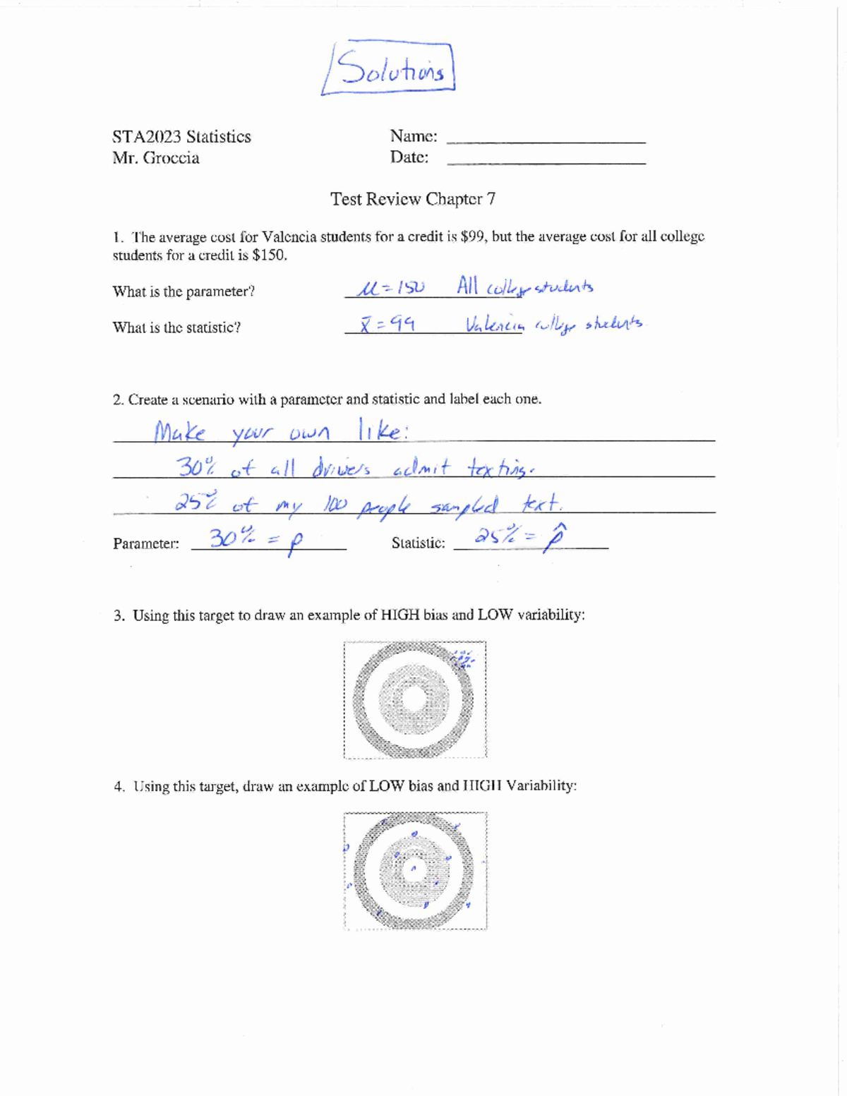 Test 3 Review Solutions for Chapter 7 - Study Guide - Studocu