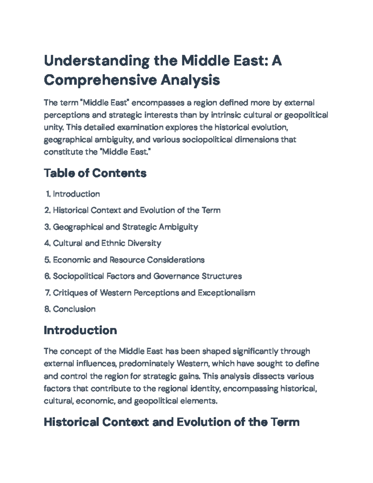 Understanding the Middle East: Historical and Cultural Dimensions ...