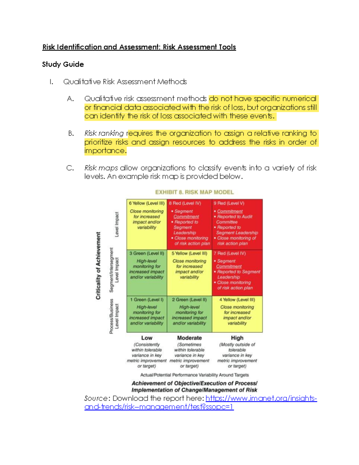 Risk Identification and Assessment: Tools and Methods Study Guide - Studocu