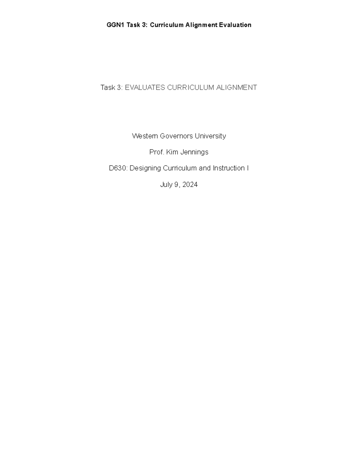 D630 Task 3 - Evaluating Curriculum Alignment in 3rd Grade Math - Studocu