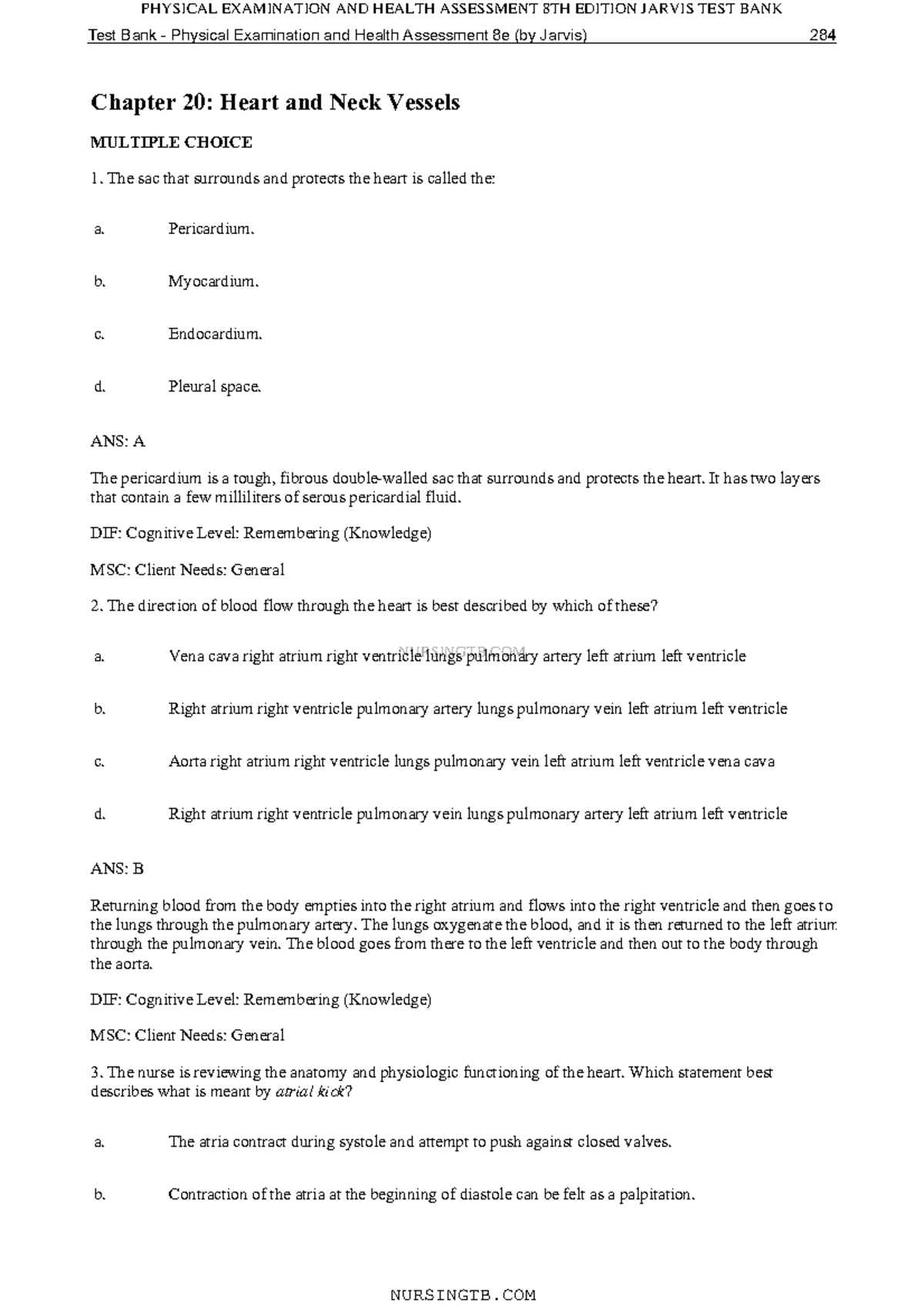 NURSINGTB 20: Heart and Neck Vessels – Study Guide and Practice ...